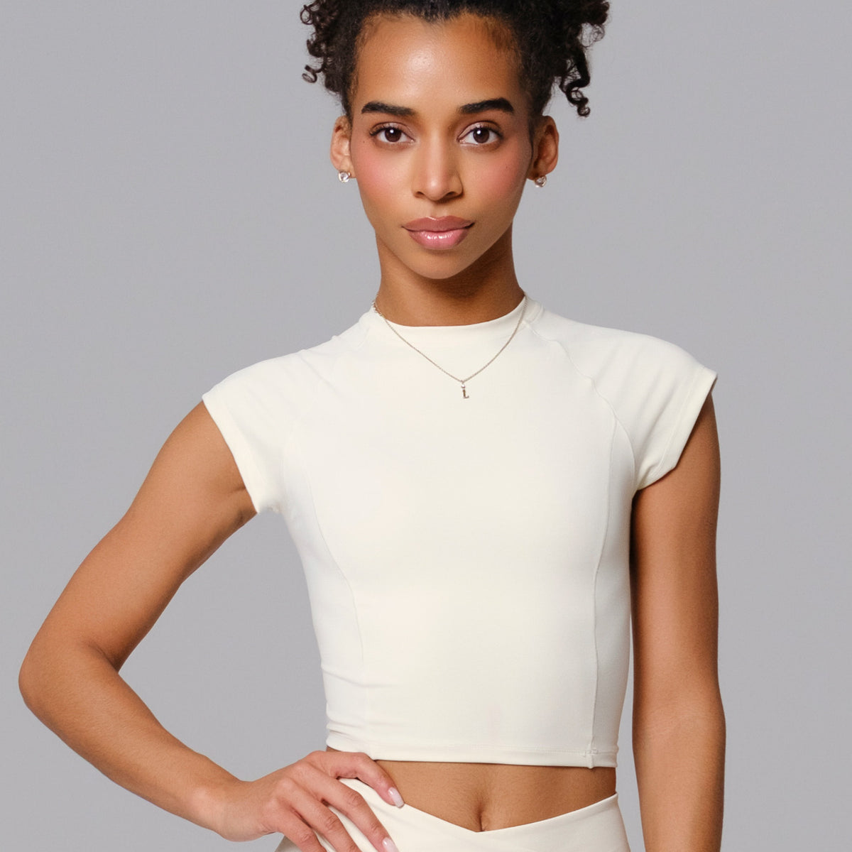 Sleek Cream Top with Four-Way Stretch Polyamide | BOTA Official